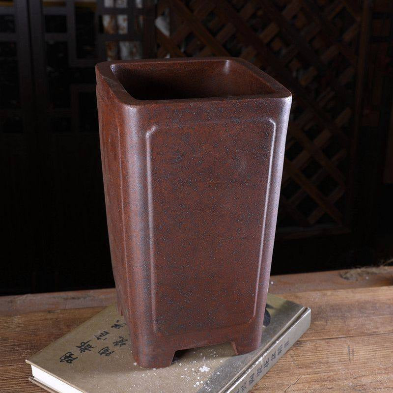 11.2" (28.5cm) Deep Large Square Wood Burnt Speckled Finish Cascade Bo ...