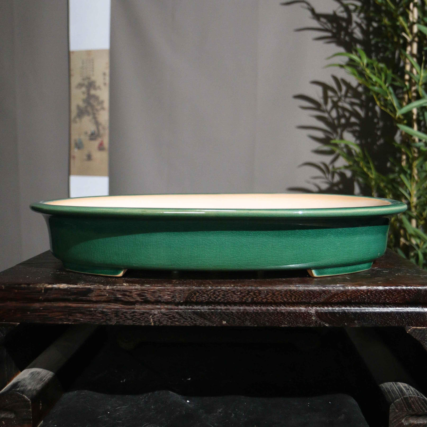 15.3" (39cm) Large Oval Glazed Shallow Traditional Ceramic Bonsai Fore ...