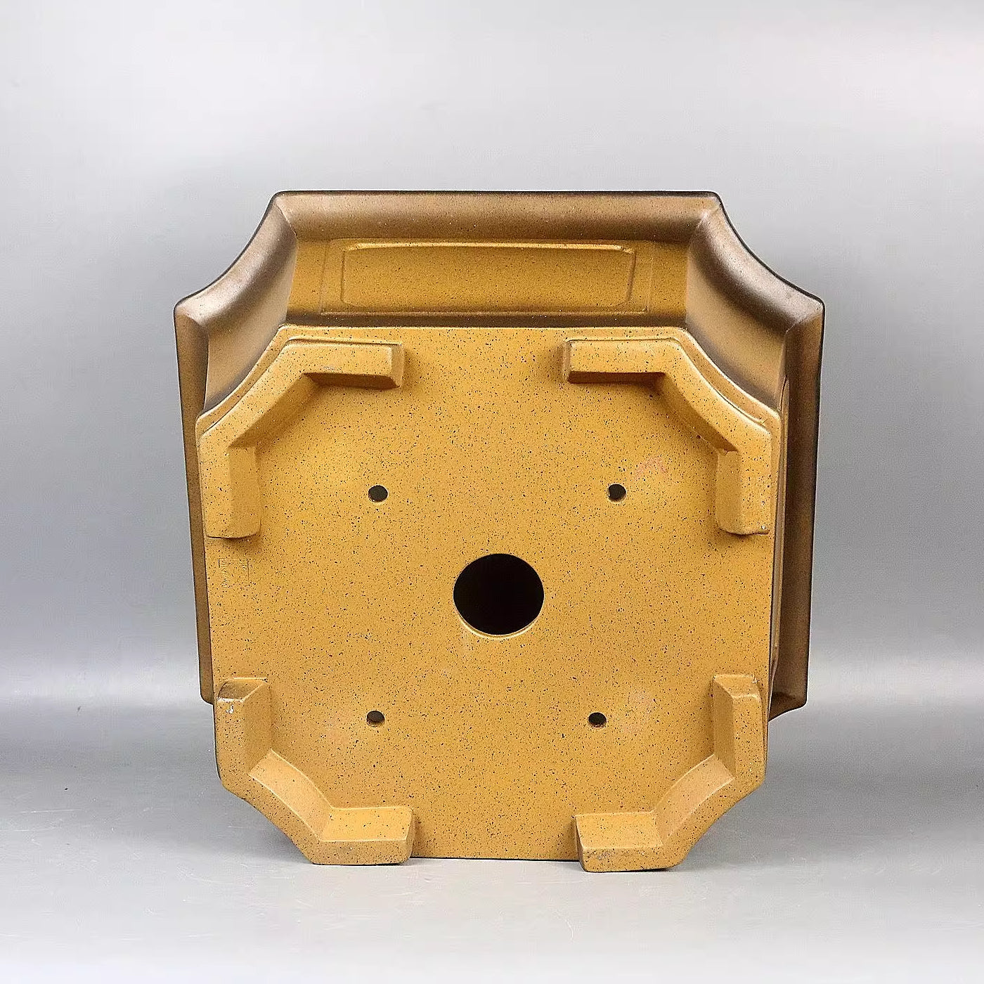 16.1" (41cm) Large Square Corner-Cut Dual Tone Unglazed Deep Bonsai Po ...