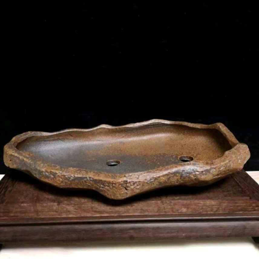 16.5" (42cm) Large Unique Abstract Shallow Rustic Bonsai Slab Forest P ...