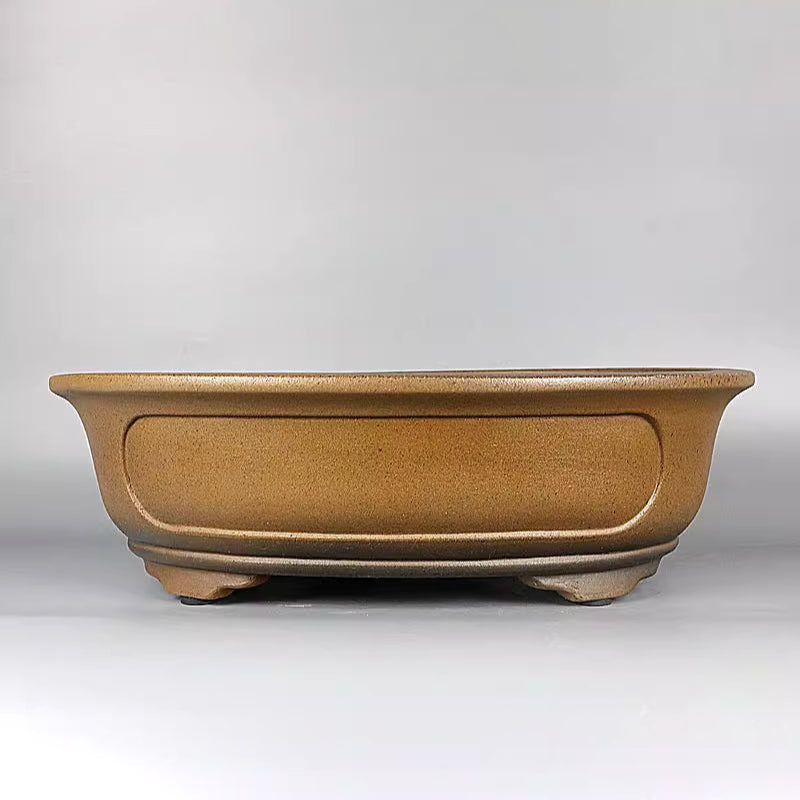 17.7" (45cm) Large Oval Dual Tone Glazed Finish Raised Feet Handmade B ...