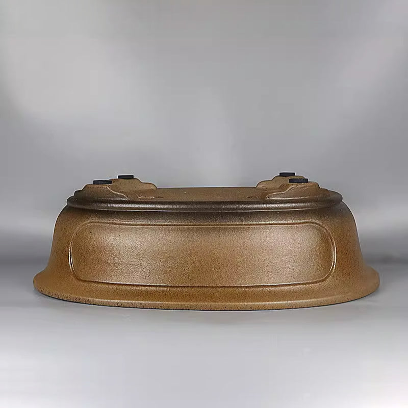 17.7" (45cm) Large Oval Dual Tone Glazed Finish Raised Feet Handmade B ...