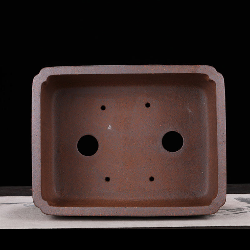18.5" (47cm) Large Rectangle Speckled Finish Bonsai Pot w Indented Cor ...